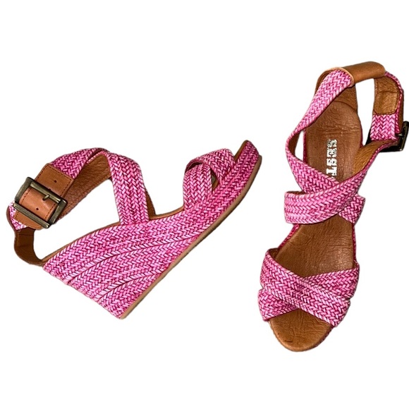 Sesto Meucci | Shoes | New Sesto Meucci Pink Woven Crisscross Ankle ...